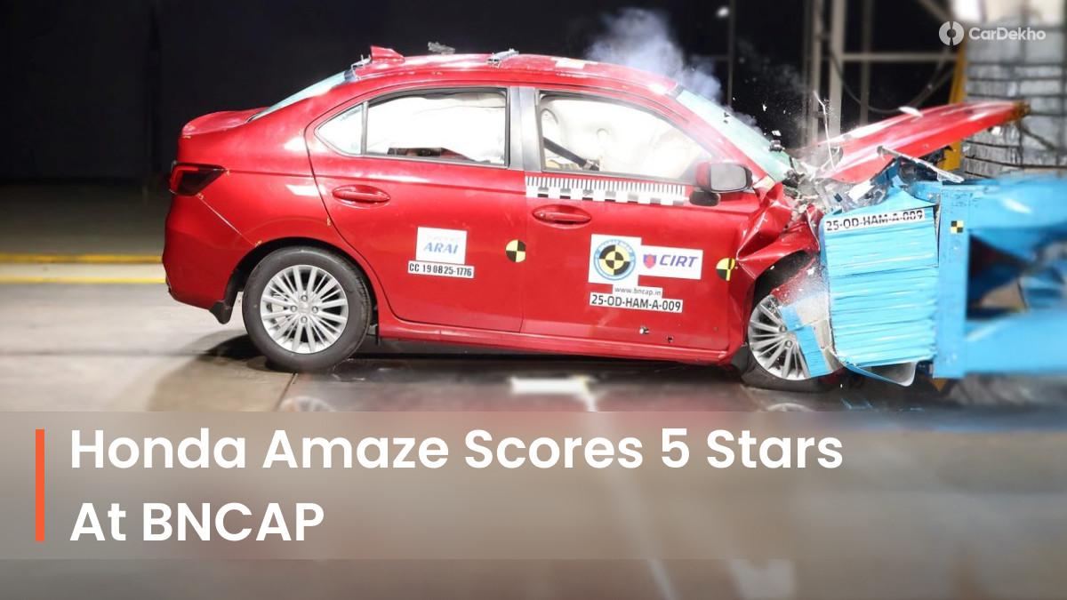 2025 Honda Amaze Scores A Perfect 5-star In Bharat NCAP Crash Test ...
