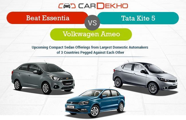 Chevrolet Beat Essentia vs Tata Kite 5 vs Volkswagen Ameo | CarDekho.com