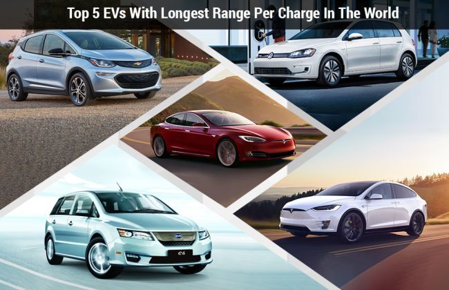 Top 5 EVs With Longest Range Per Charge In The World | Features ...
