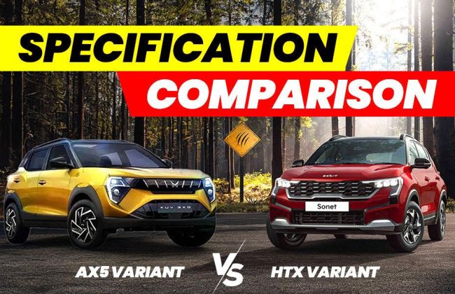 Mahindra XUV 3XO AX5 vs Kia Sonet HTX : Variants Compared - Size ...